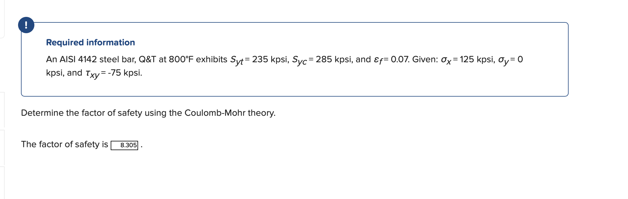 Solved Required information An AISI 4142 steel bar, Q&T at | Chegg.com