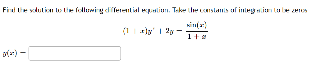Solved Find the solution to the following differential | Chegg.com