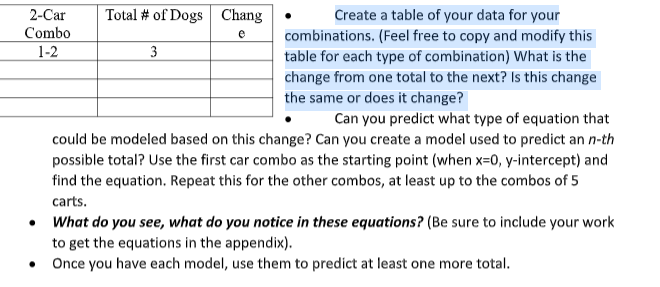 Solved - Create a table of your data for your combinations. | Chegg.com