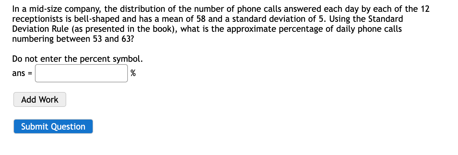 Solved In a mid-size company, the distribution of the number | Chegg.com