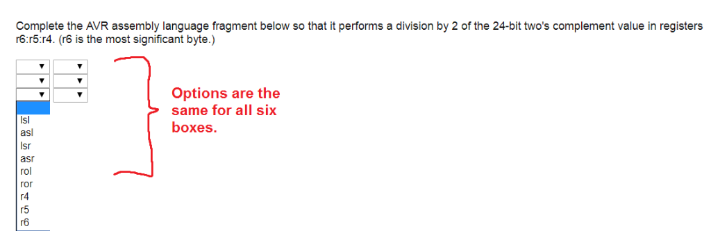 Solved Complete the AVR assembly language fragment below so | Chegg.com