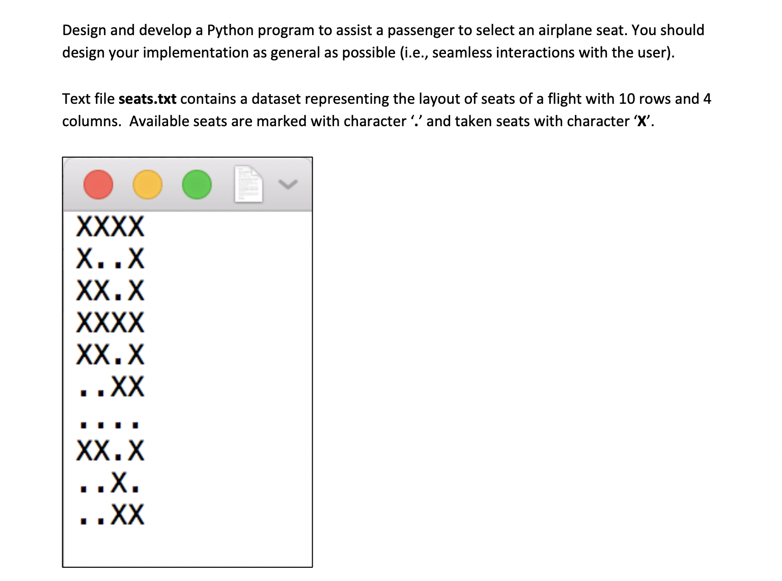 Solved Select choice from menu: D to display seat chart P to | Chegg.com