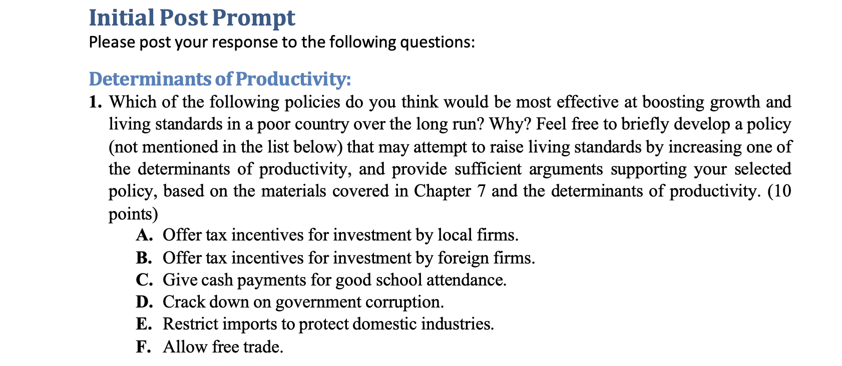 Solved Initial Post Prompt Please post your response to the | Chegg.com