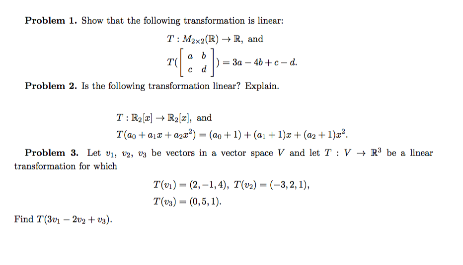 Solved Problem 1. Show that the following transformation is | Chegg.com