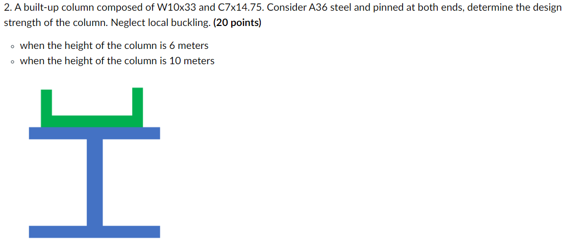 Solved 2. A built-up column composed of W10x33 and C7x14.75. | Chegg.com