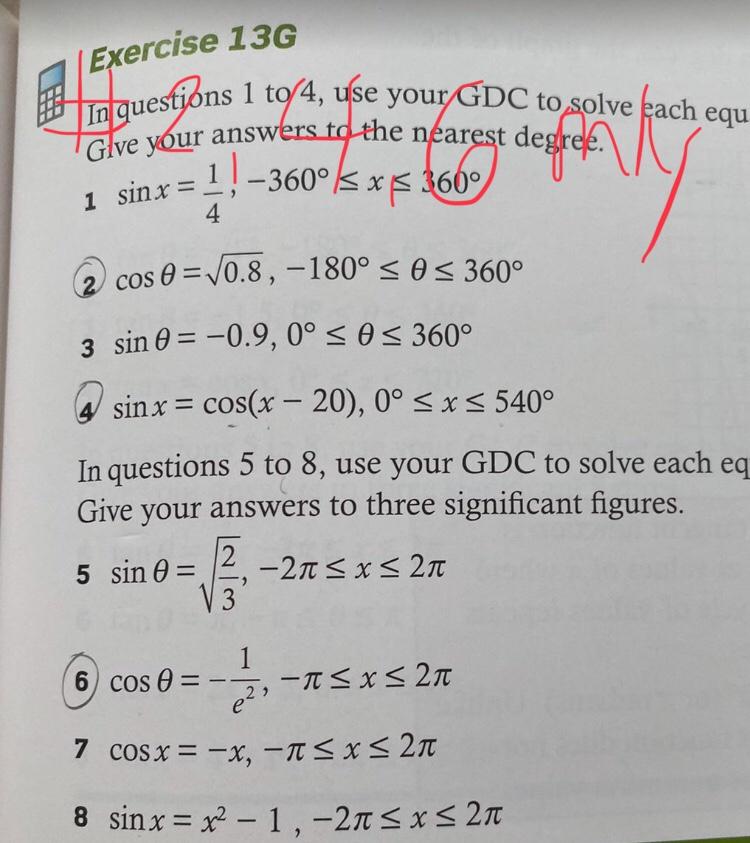 Solved In questions 1 to 4, use your GDC to solve each equ | Chegg.com