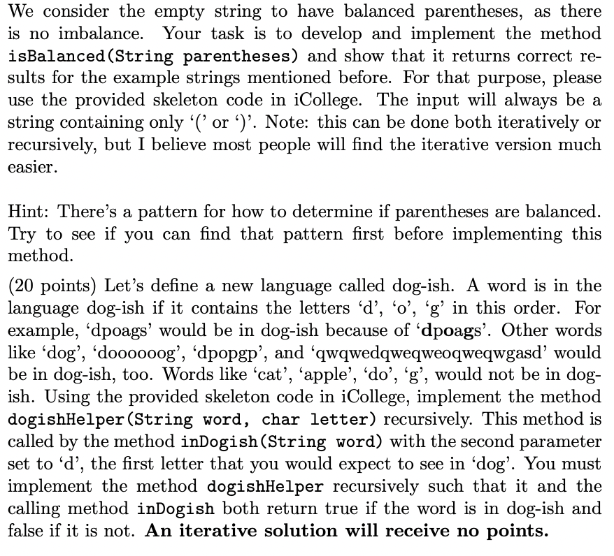 Solved (30 points) Suppose you are given a string containing | Chegg.com