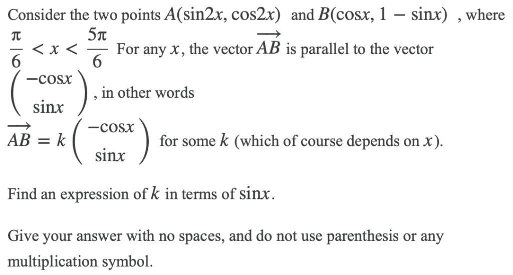 Solved m Consider the two points Aſsin2x, cos2x) and B(cosx, | Chegg.com