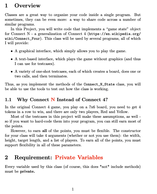 Solved 1 Overview Classes are a great way to organize your | Chegg.com