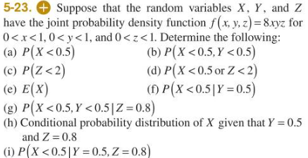 Solved 5-23. ⊕ Suppose that the random variables X,Y, and Z | Chegg.com