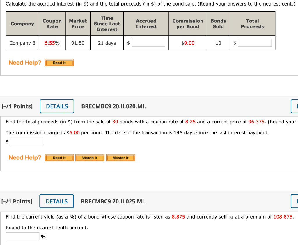 Solved Calculate the accrued interest in $) and the total | Chegg.com