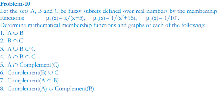 Solved Problem-10 Let the sets A, B and C be fuzzy subsets | Chegg.com