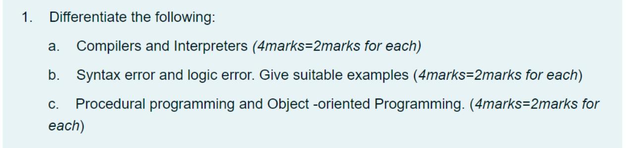 Solved 1. Differentiate the following: a. Compilers and | Chegg.com