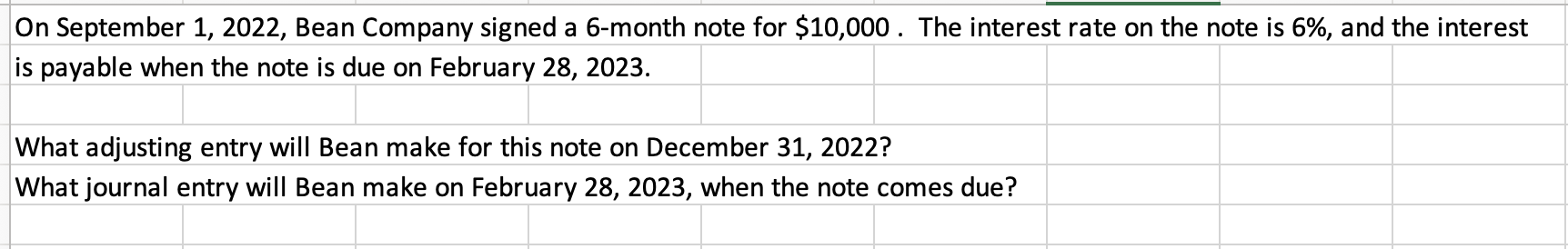 Solved On September 1,2022 , Bean Company signed a 6-month | Chegg.com