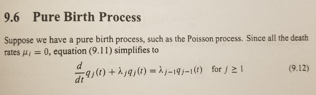 Consider a pure birth process with linear birth | Chegg.com