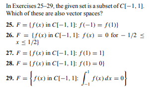 Solved In Exercises 25-29, the given set is a subset of | Chegg.com