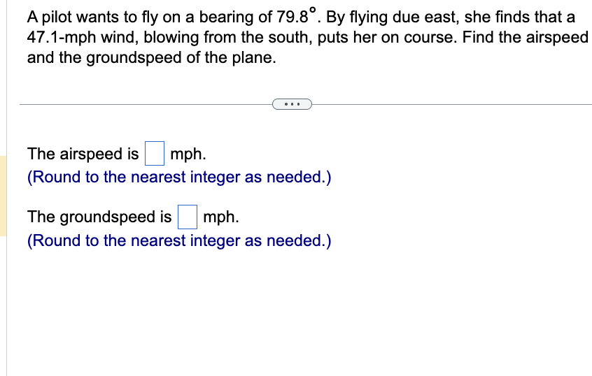 Solved A pilot wants to fly on a bearing of 79.8∘. By flying | Chegg.com