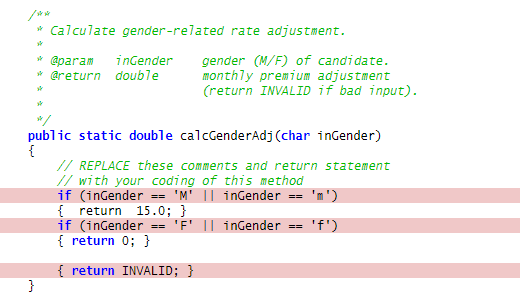 Solved * Calculate gender-related rate adjustment. * @param | Chegg.com