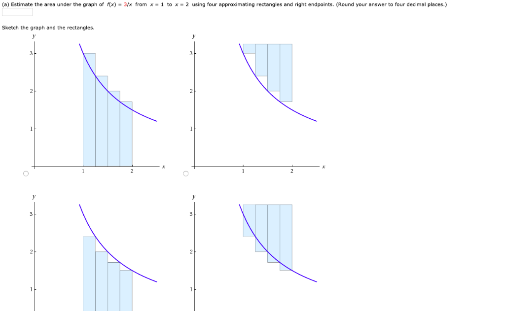 Solved (a) Estimate the area under the graph of f(x) = 3/x | Chegg.com