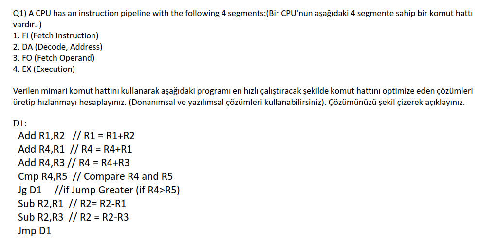 Solved Q1) A CPU has an instruction pipeline with the | Chegg.com