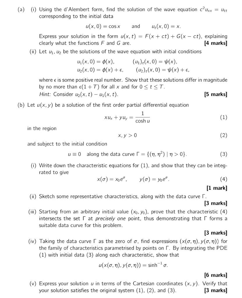 Solved (a) () Using the d'Alembert form, find the solution | Chegg.com
