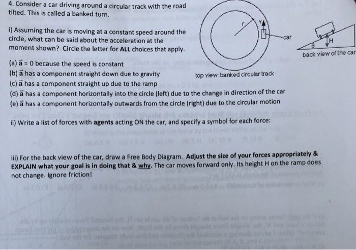 Solved 4. Consider a car driving around a circular track | Chegg.com