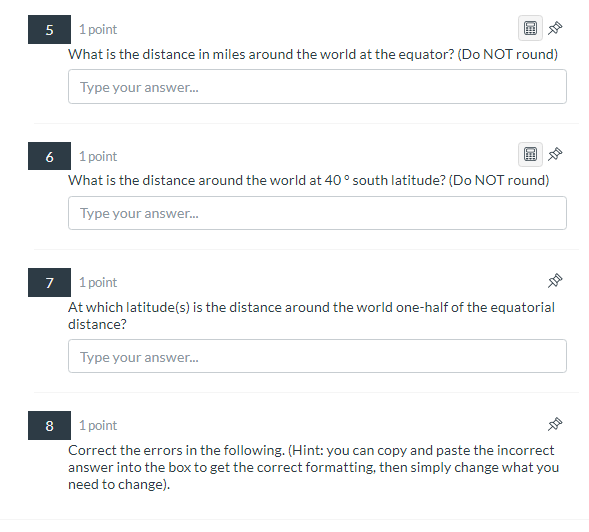 Solved 5 1 point What is the distance in miles around the | Chegg.com