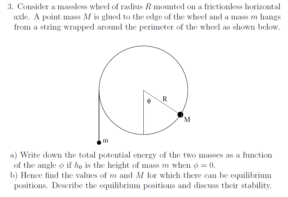 Solved 3. Consider a massless wheel of radius R mounted on a | Chegg.com