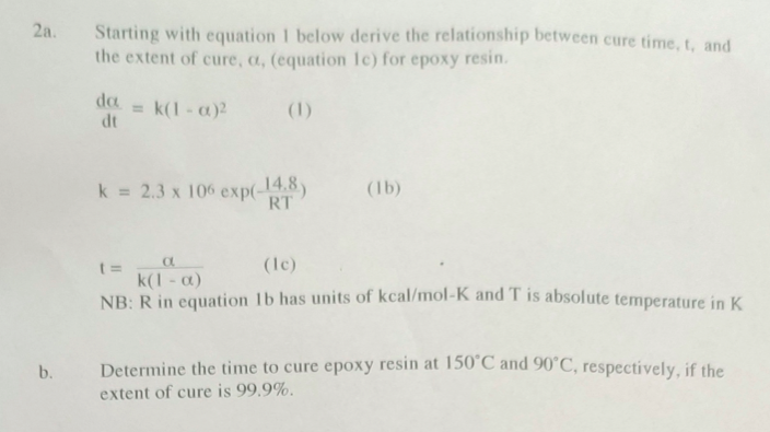 Solved 2a. Starting with equation 1 below derive the | Chegg.com