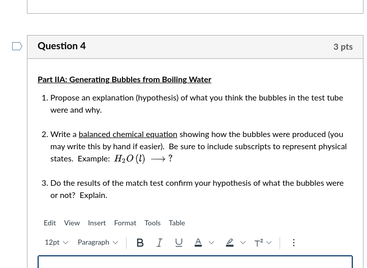 Solved Part IIA: Generating Bubbles from Boiling Water 1. | Chegg.com
