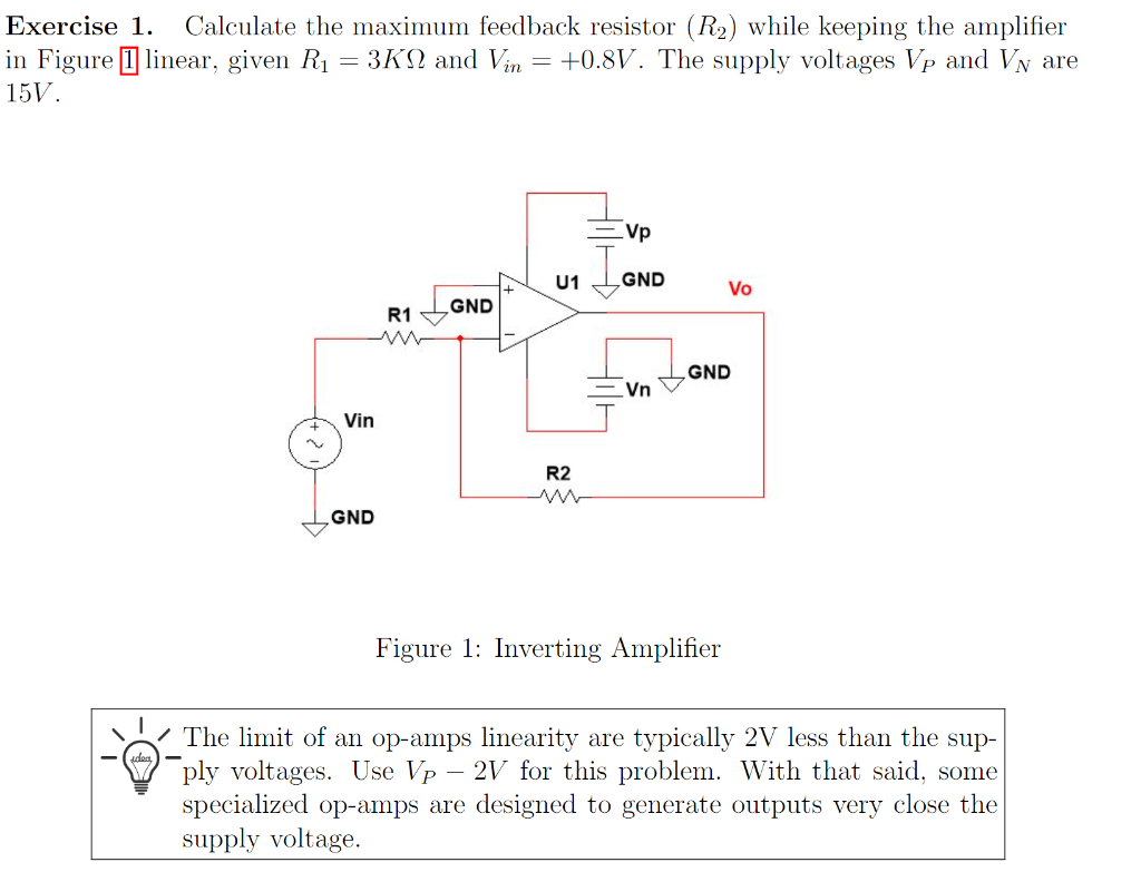 Solved Exercise 1. Calculate the maximum feedback resistor | Chegg.com