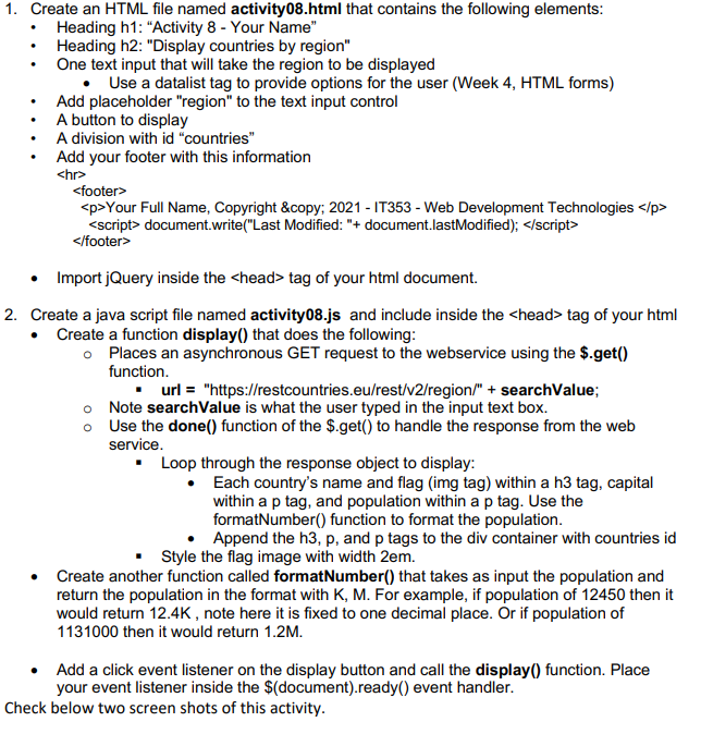 1. Create an HTML file named activity08.html that | Chegg.com