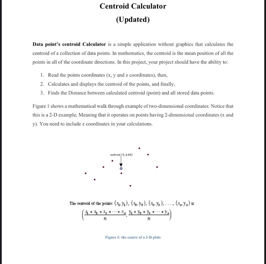Solved Centroid Calculator (Updated) Data point's centroid | Chegg.com