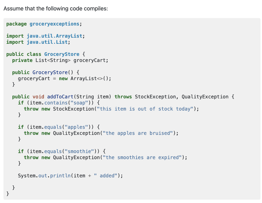 Solved Consider the following exception type hierarchy: | Chegg.com