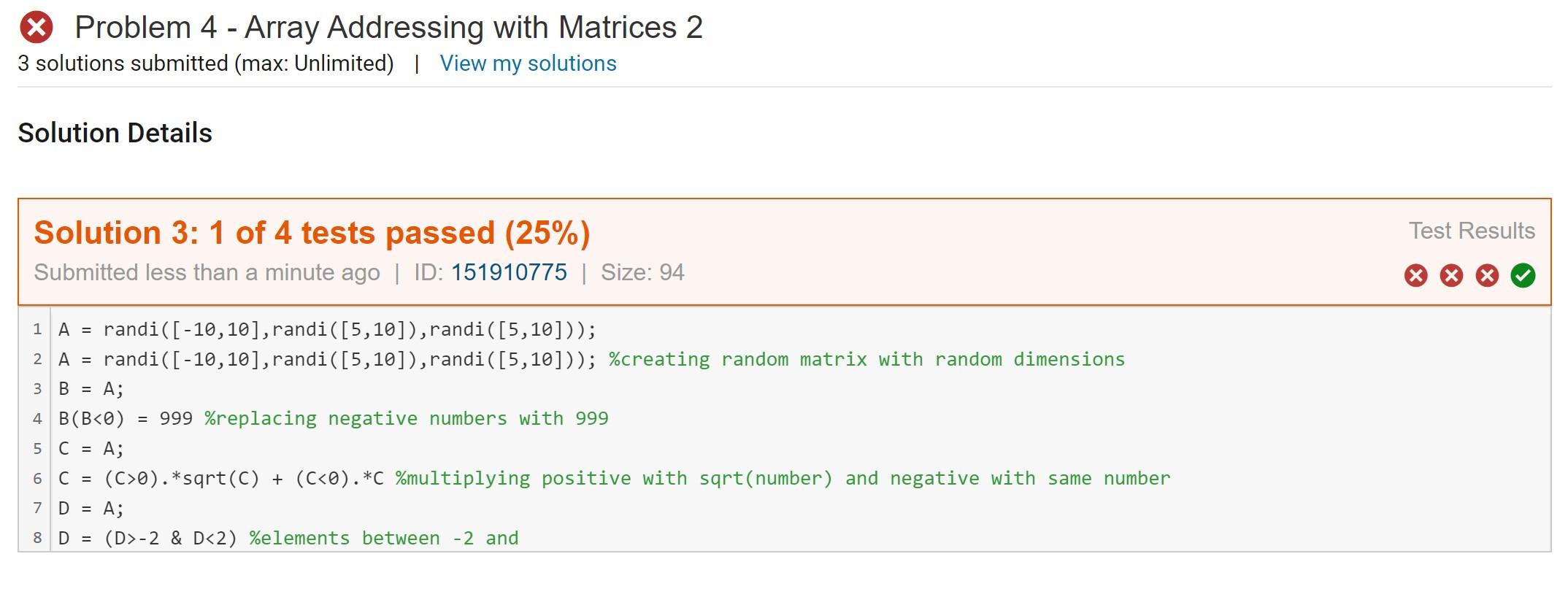 Solved 3 solutions submitted (max: Unlimited) | View my | Chegg.com