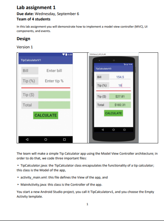 Solved Lab assignment 1 Due date: Wednesday, September 6 | Chegg.com