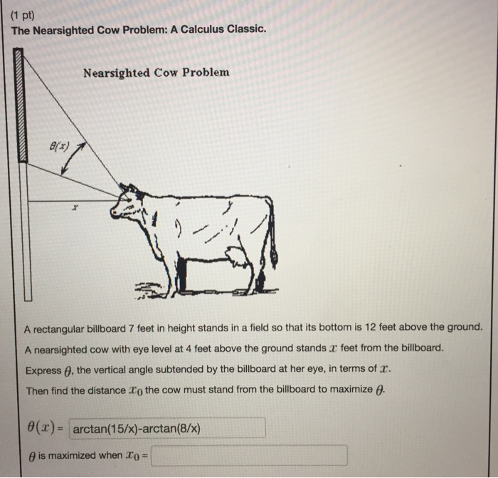 Solved The Nearsighted Cow Problem: A Calculus Classic. A | Chegg.com