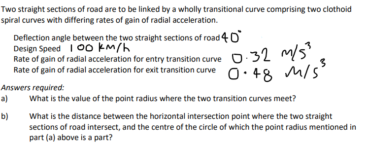 Solved Two straight sections of road are to be linked by a | Chegg.com