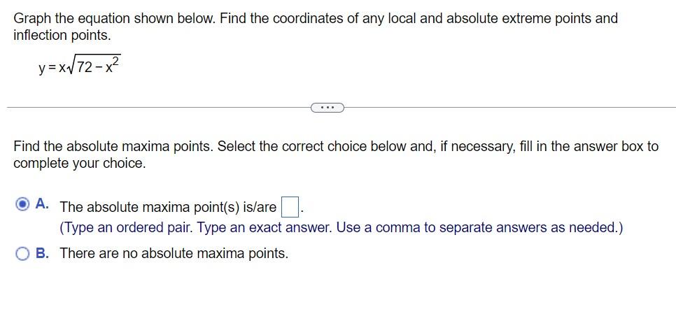 Solved Graph the equation shown below. Find the coordinates | Chegg.com