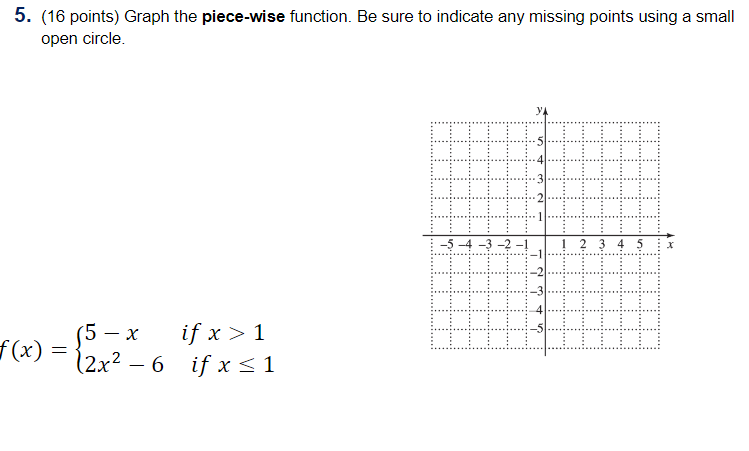 Solved 5. (16 points) Graph the piece-wise function. Be sure | Chegg.com