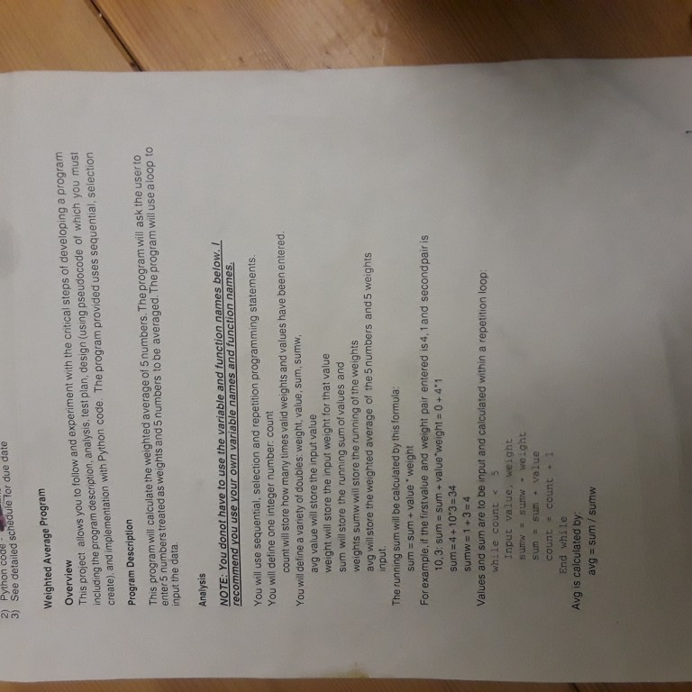 Solved 2) Python code 3) See detailed schedule Tor due date | Chegg.com