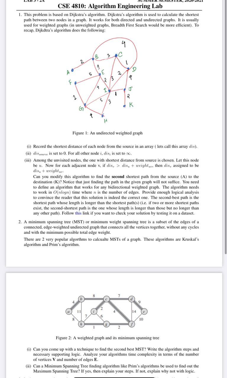 Solved CSE 4810: Algorithm Engineering Lab 1. This problem | Chegg.com