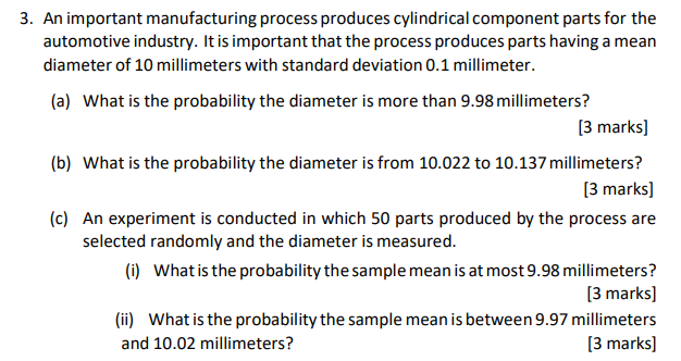 Solved 3. An important manufacturing process produces | Chegg.com
