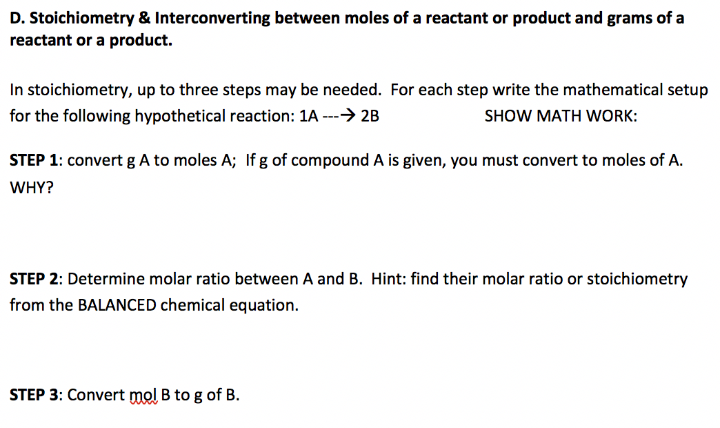 Solved Stoichiometry & Stoichiometric Ratios In a balanced | Chegg.com