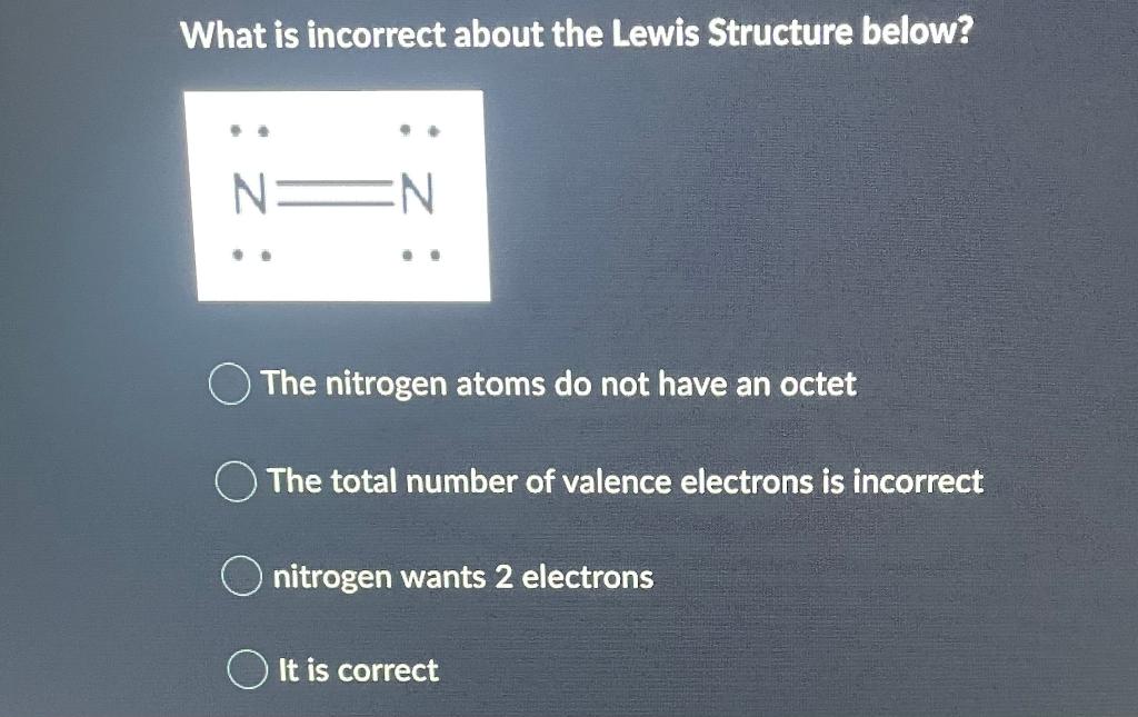 Solved What is incorrect about the Lewis Structure below? | Chegg.com