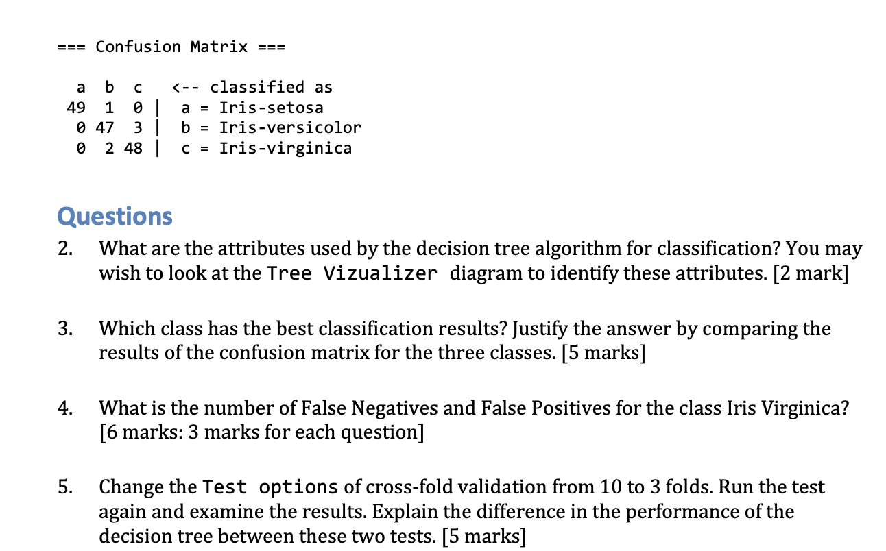 Sample Output from the Tree J48 Classifier on the | Chegg.com