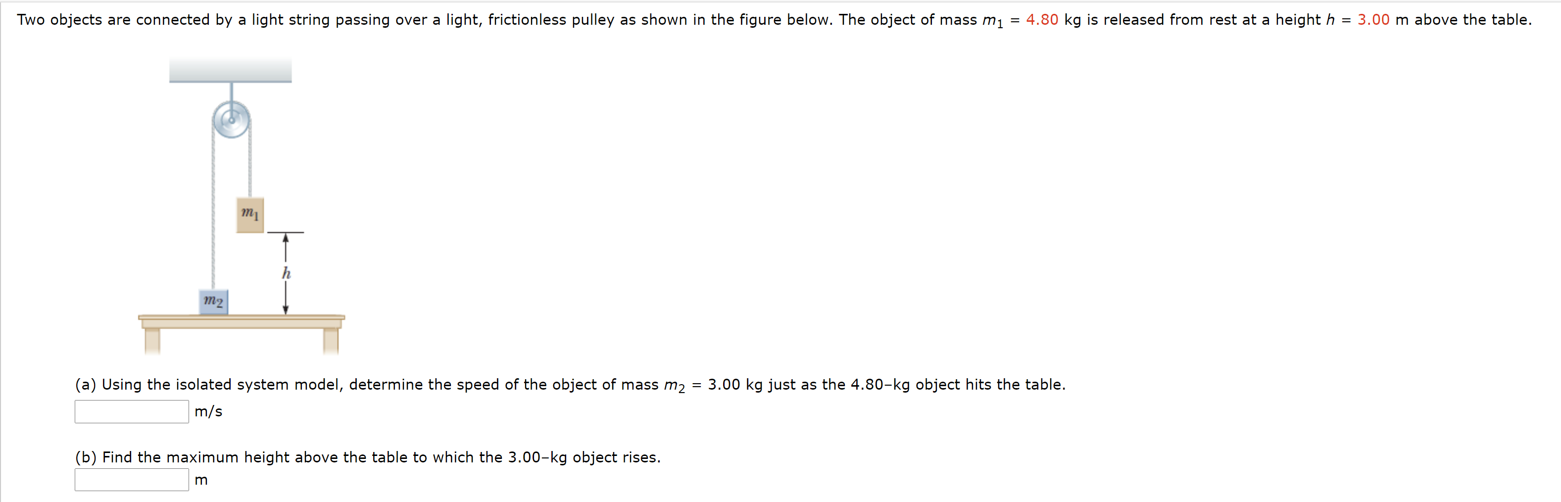 Solved Two Objects Are Connected By A Light String Passing 2062
