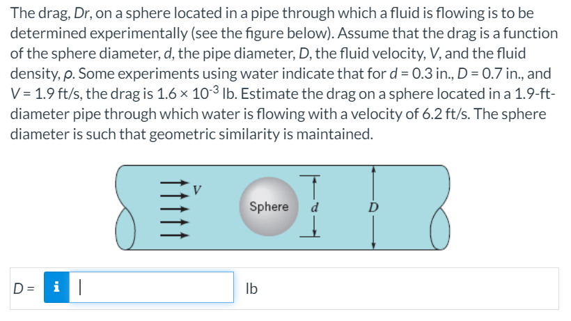 Solved The drag, Dr, on a sphere located in a pipe through | Chegg.com