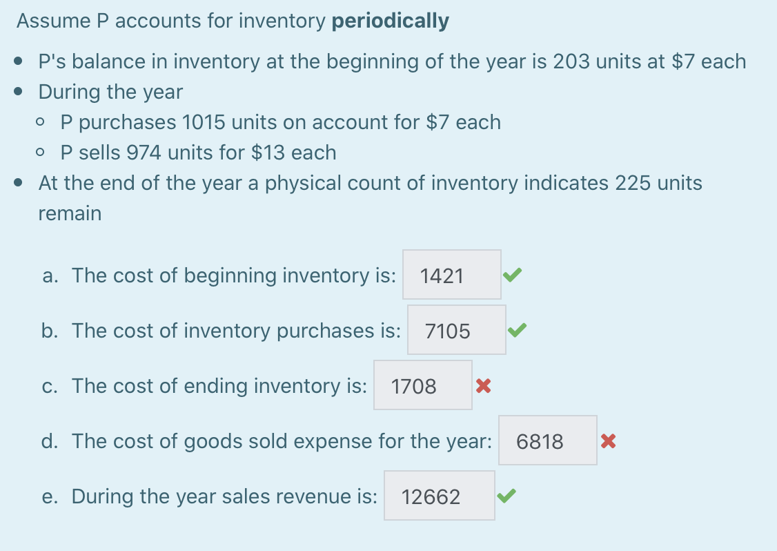 Solved Assume P accounts for inventory periodically • P's | Chegg.com