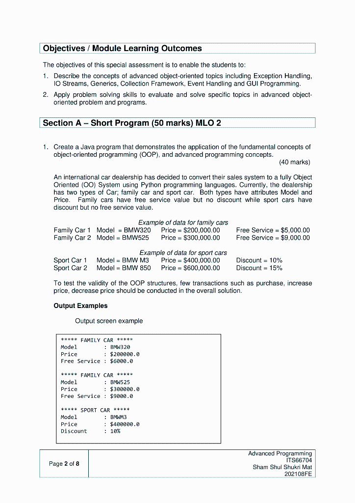 Solved Objectives / Module Learning Outcomes The objectives | Chegg.com